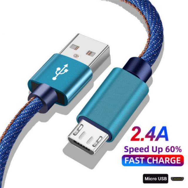Jual Micro USB Cable,1Pack Nylon Braided Charging Cord with Reversible ...