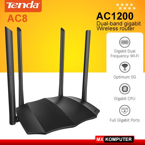 Jual Tenda AC8 AC1200 Dual-Band Gigabit Wireless Router | Shopee Indonesia