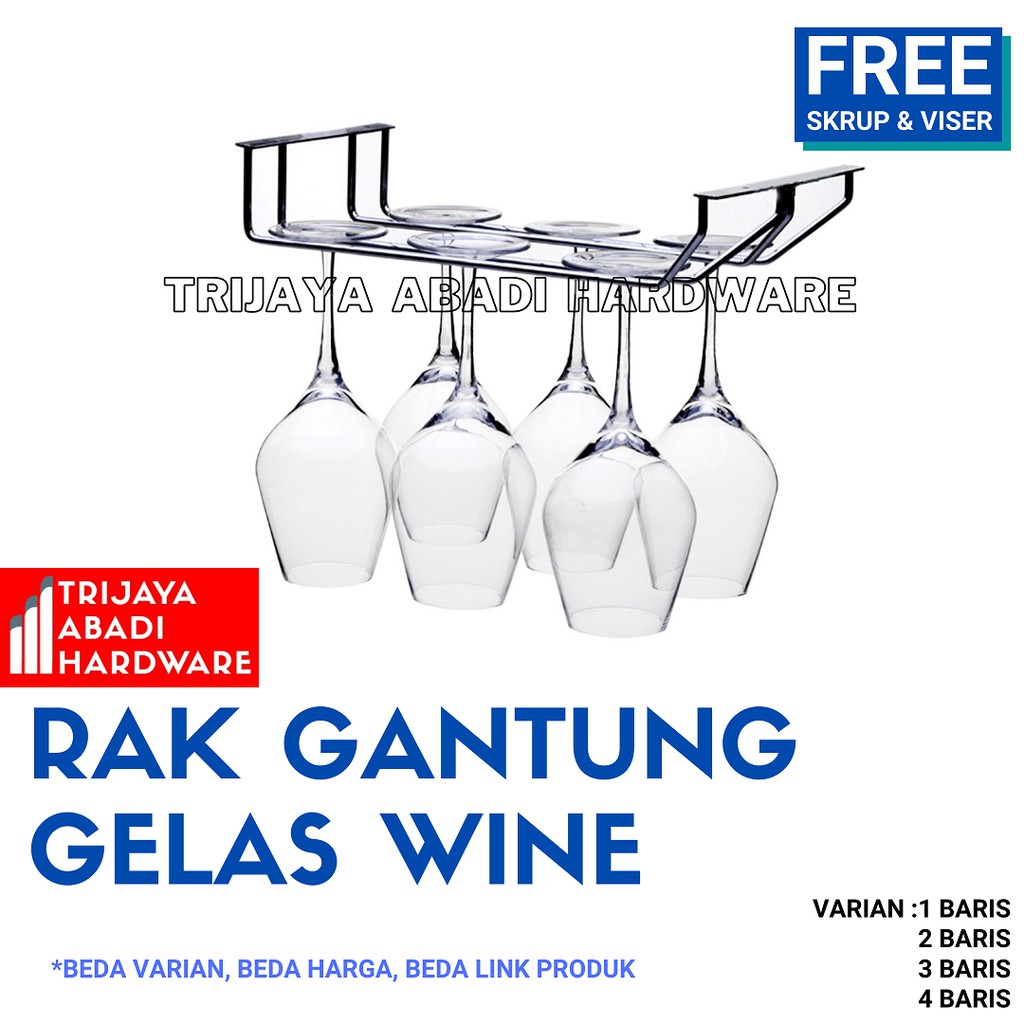 Jual Rak Gelas Gantung 2 Baris - 2 Row Wine Glass Hanger | Shopee Indonesia