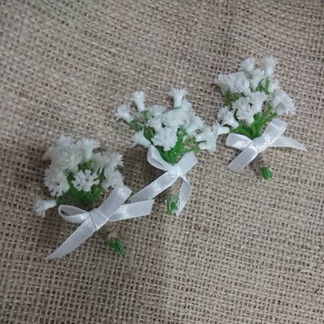 Jual Korsase bunga baby breath korsase bunga PUTIH jas pengantin bros ...
