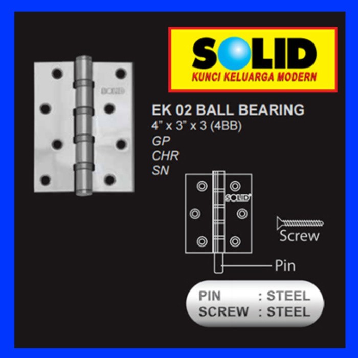 Jual SOLID - ENGSEL JENDELA/PINTU SOLID EK 02 4 INCHI ( 4" X 3" X 3 ...