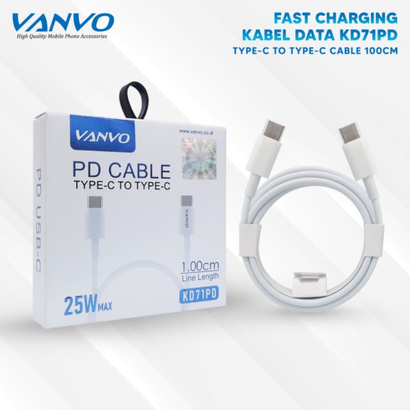 Jual Kabel Data Type C To Type C Vanvo 25W Max Fast Charging KD71PD ...