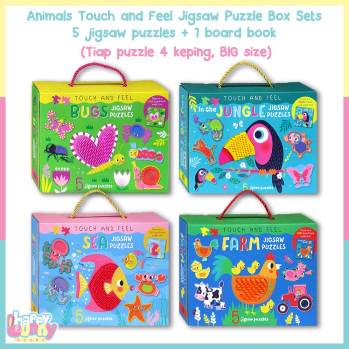 Jual Animals Touch And Feel Jigsaw Puzzle Box Sets (5 Puzzles + Board ...