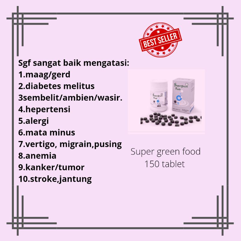 Jual Supergreen Food 150 Tablet Obat Mengatasi Magh dan Menutrisi Imun ...