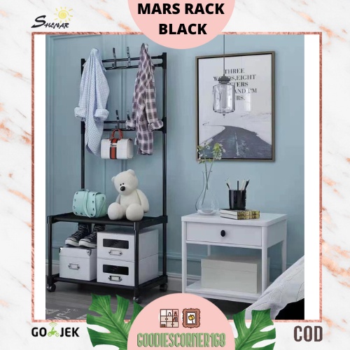 Jual SHENAR MARS RACK 2 LAYER RAK HANGER GANTUNG BERDIRI ADA RODA RAK ...