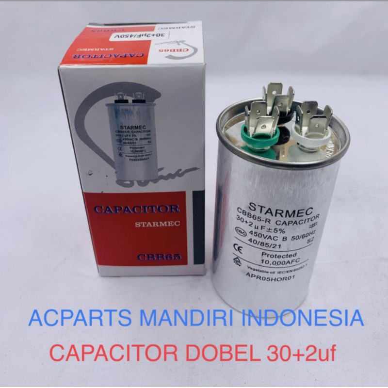 Jual Capacitor Ac 30+2uf CBB65-R 450 VAC 50/60Hz | Shopee Indonesia