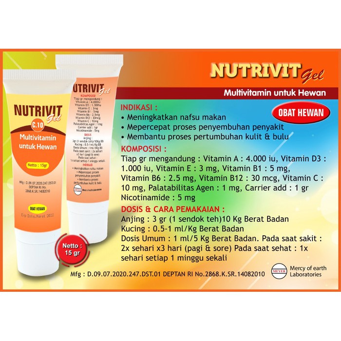 Jual Nutrivit Gel 15gr - Multivitamin hewan - PSI (JOGJA) | Shopee ...