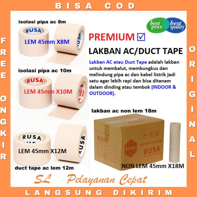Jual Isolasi AC Duct Tape Lakban Pipa AC Lem dan Non Lem Premium ...