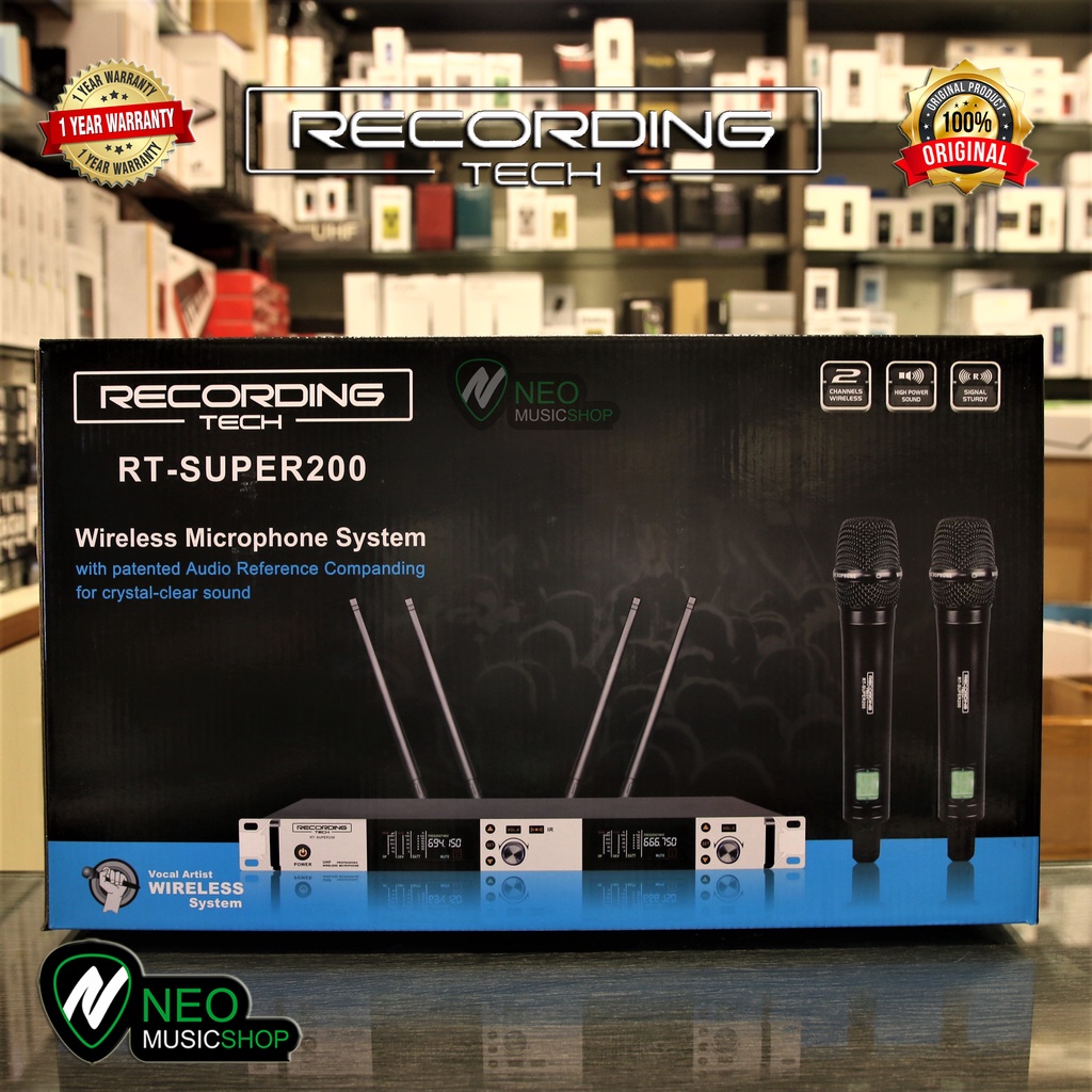 Jual Recording Tech SUPER200 Wireless Microphone 200 Frequcy 2 Channel ...