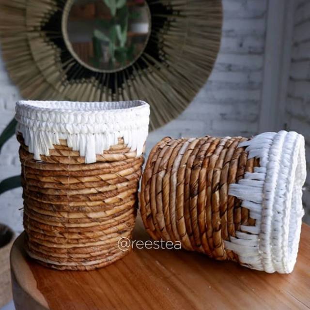 Jual Keranjang pot anyaman meja tali/ Keranjang anyam | Shopee Indonesia