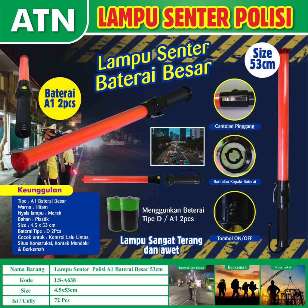 Jual COD-Senter Polisi Panjang/ Senter Lalu Lintas / Senter Parkir 40CM ...
