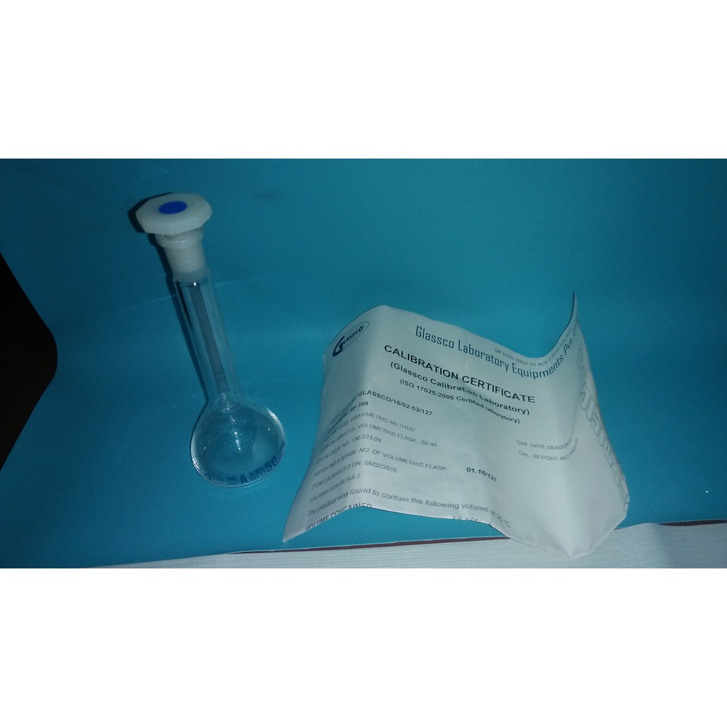 Jual labu ukur / volumetric flask 50 ml - Glassco (130.202.04) | Shopee ...