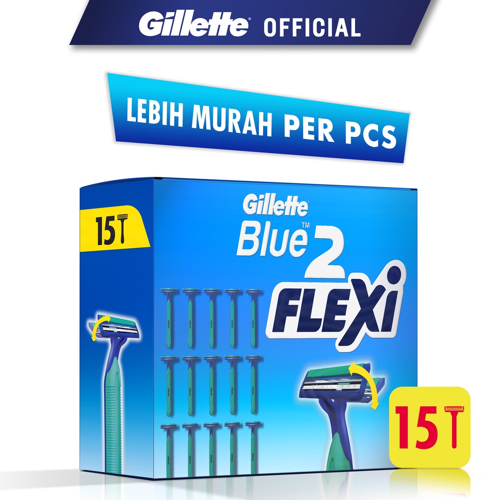 Jual Gillette Alat Cukur Blue 2 Flexi Razor Pisau Cukur isi 15 | Shopee ...