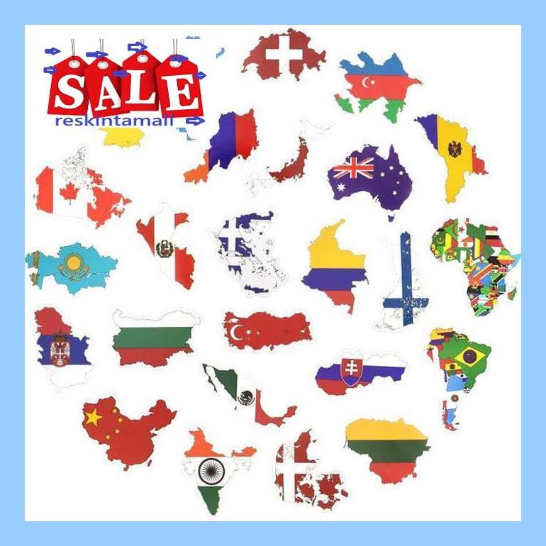 Jual Res4Se 50 Pcs Stiker Sticker Travel Bendera Negara Koper Laptop ...