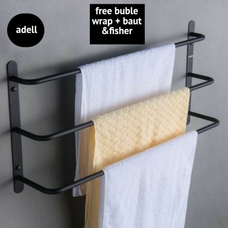 Jual gantungan handuk susun 3 gantungan handuk 3 baris gantungan hanger ...