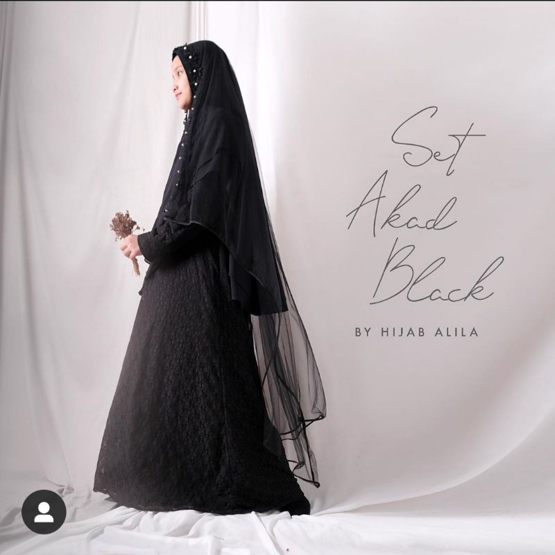 Jual SET AKAD BLACK GAUN PENGANTIN SYARI DRESS NIKAH PUTIH HITAM ...