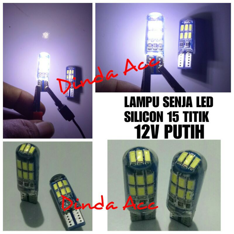 Jual Lampu LED Senja Mobil Silicon T10 Putih Super Terang 15 Titik ...