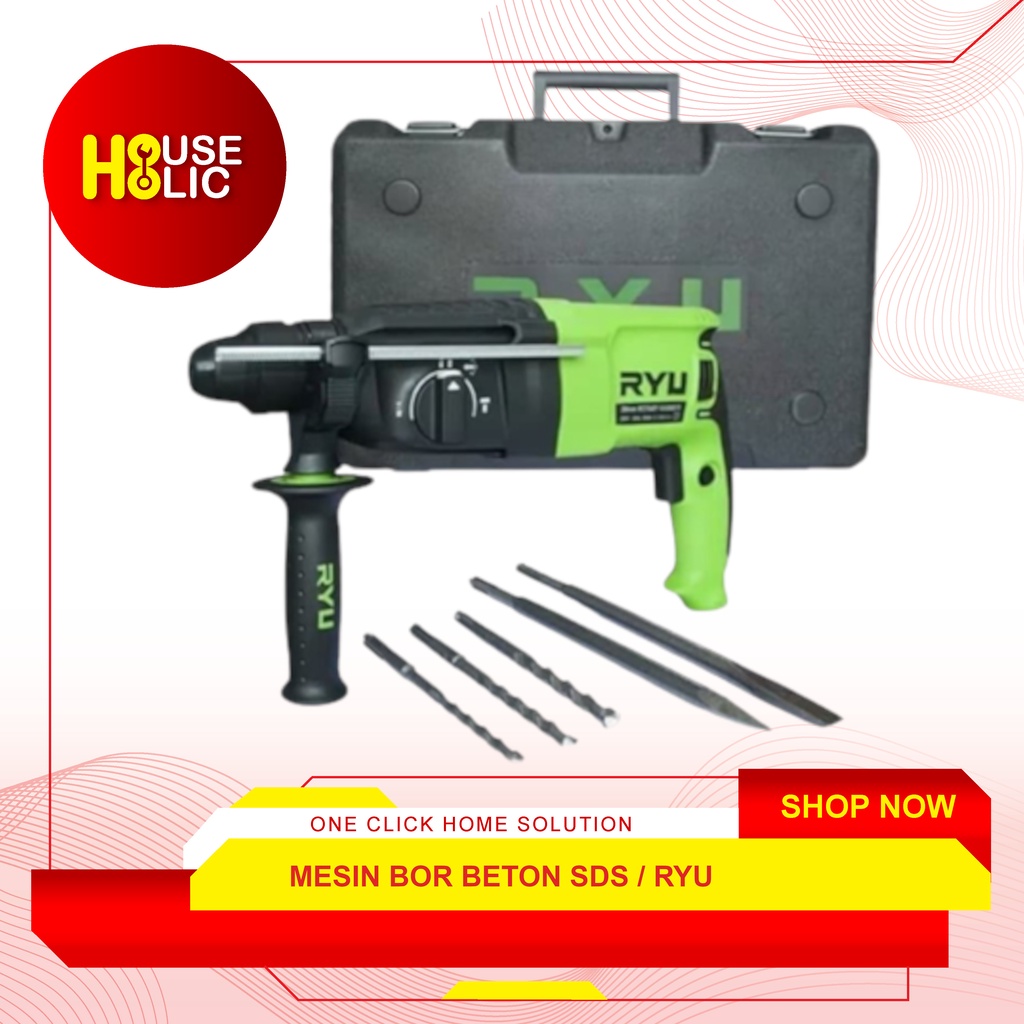 Jual RYU Mesin Bor Beton Bobok RRH-26 SDS Plus Rotary Hammer Drill | Shopee Indonesia