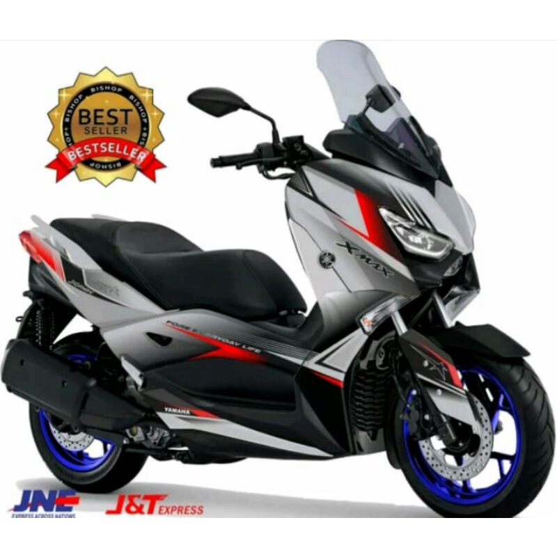 Jual Decal Sticker XMAX Full Body Variasi Grafis Silver Lis Merah ...