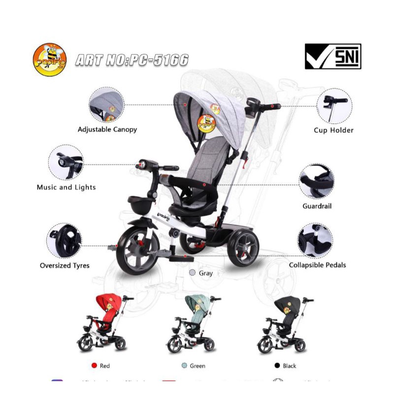 Jual Sepeda roda tiga stroller Pacific 5166 | Shopee Indonesia