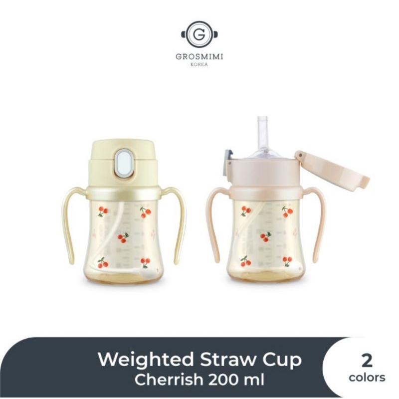 Jual Grosmimi PPSU Cherrish Weighted Straw Cup 200 ml- Botol Minum Bayi/Anak | Shopee Indonesia