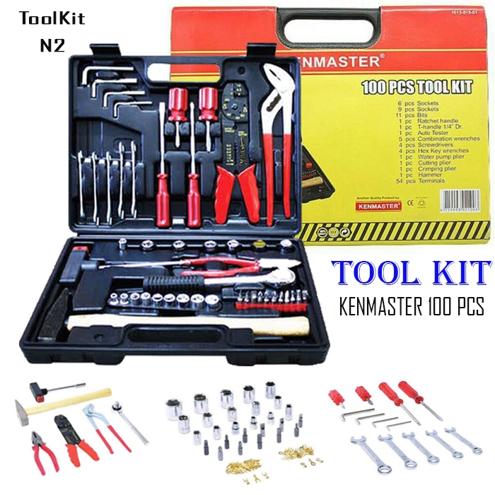 Jual Kenmaster Tool Kit 100 Pcs N2 Tool Kit Alat Tukang Kunci Palu Tang ...