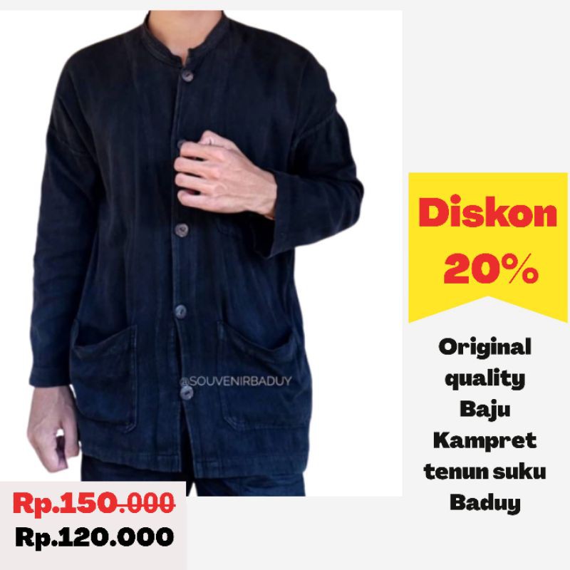 Jual Baju Tenun Khas Baduy Model Kancing Warna Hitam, bahan Original ...