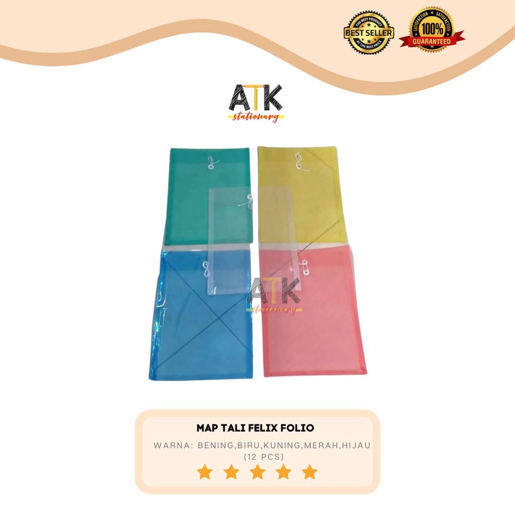 Jual Map Plastik Tali Jenia Murah Folio 1 Lusin ( 12 Pcs) atk | Shopee Indonesia