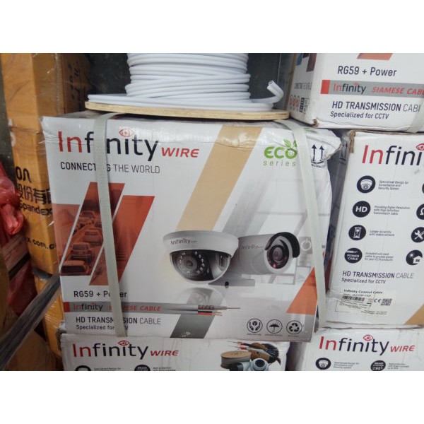 Jual KABEL CCTV INFINITY CABLE COAXIAL RG59 + POWER 300M PUTIH | Shopee ...