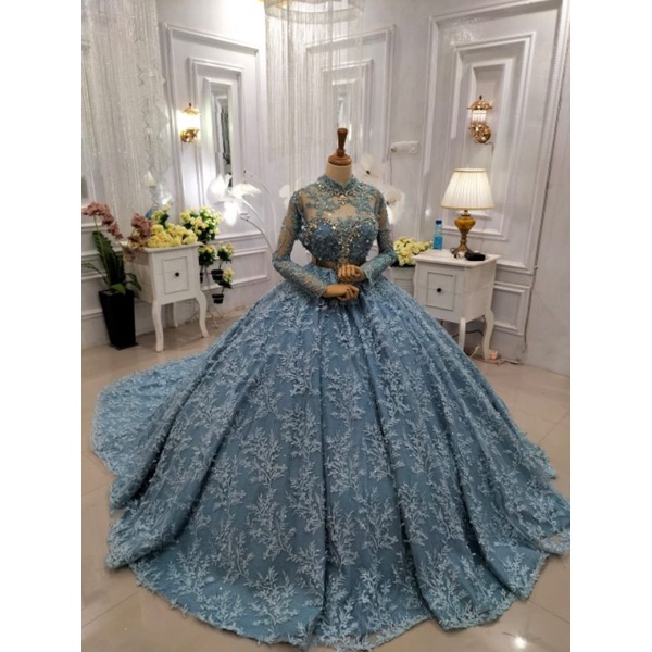 Jual GAUN PENGANTIN MEWAH/GAUN BERBIE DENIMM | Shopee Indonesia