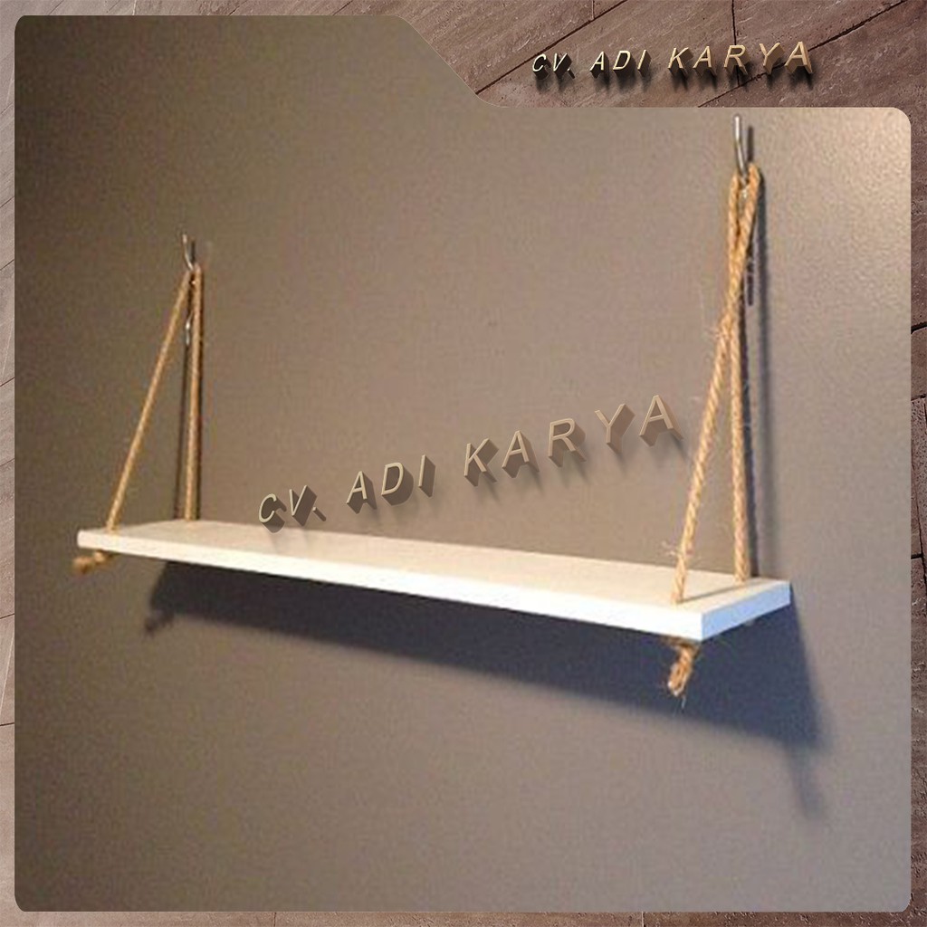 Jual Rak Bunga Ambalan Tali Kayu Dekorasi Dinding Kamar Hiasan Gantung ...