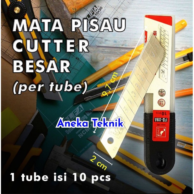 Jual REFILL Mata Pisau Cutter Besar / Jumbo 18 mm ( 1 TUBE = 10 pcs ...