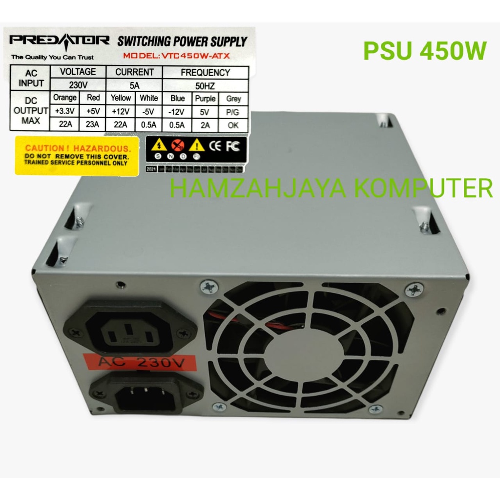 Jual NEW-Power Supply Predator VTC450W-ATX 450 Watt PSU – MURAH ...