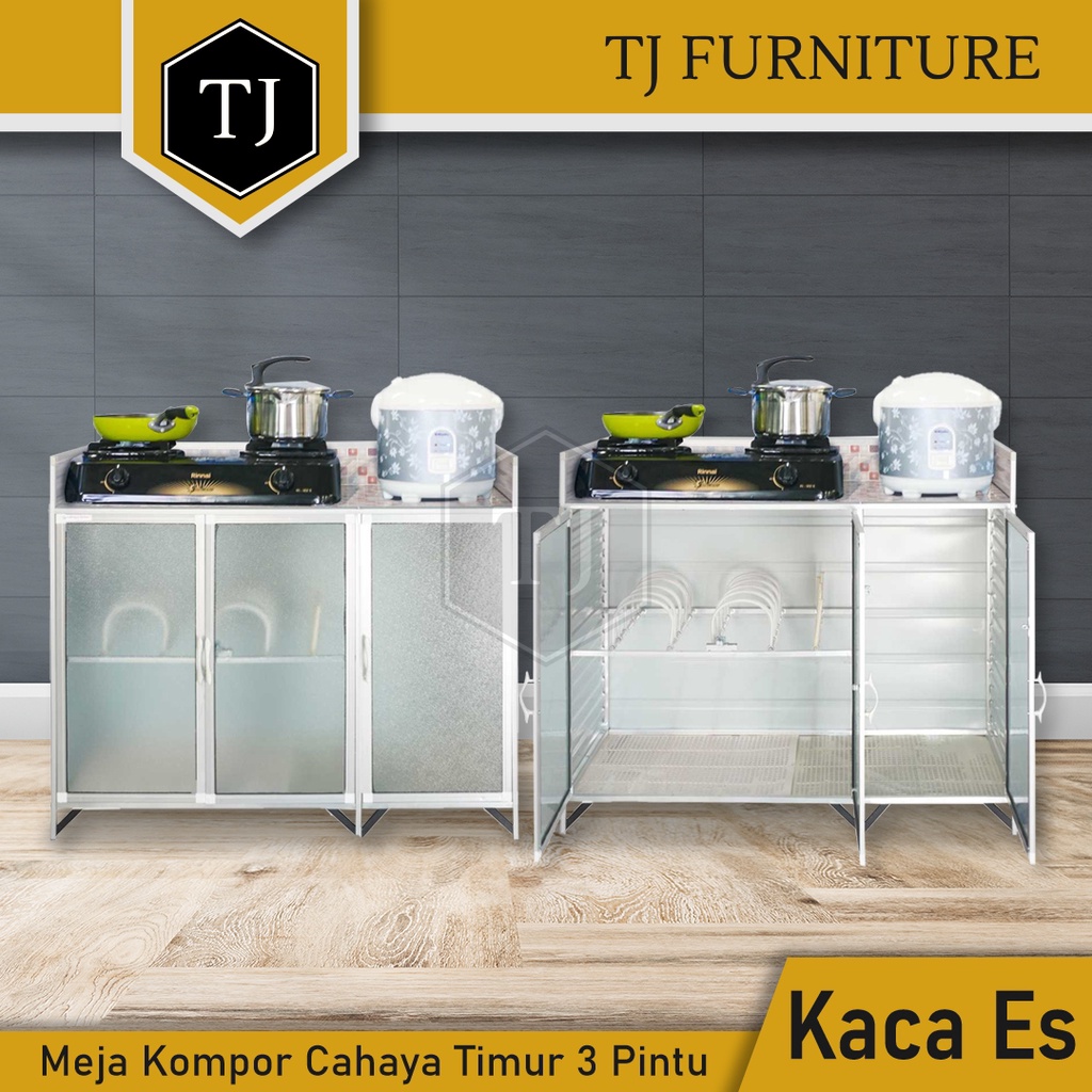 Jual Cahaya Timur Meja Kompor Dengan Rak Piring Kaca Es 3 Pintu / Meja ...