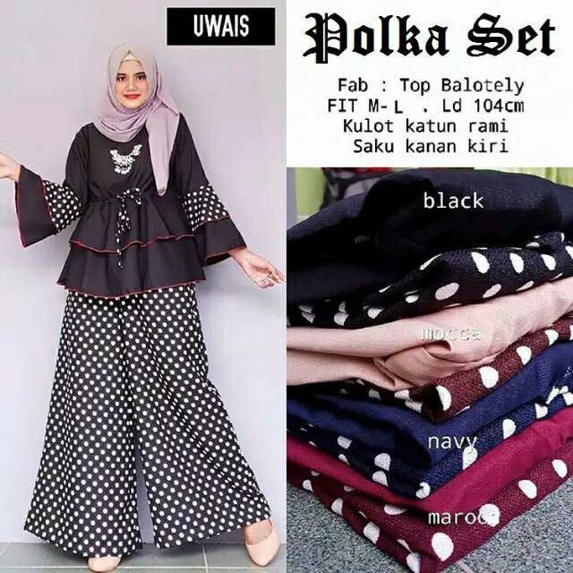 Jual Polka set (kulot+blouse) | Shopee Indonesia