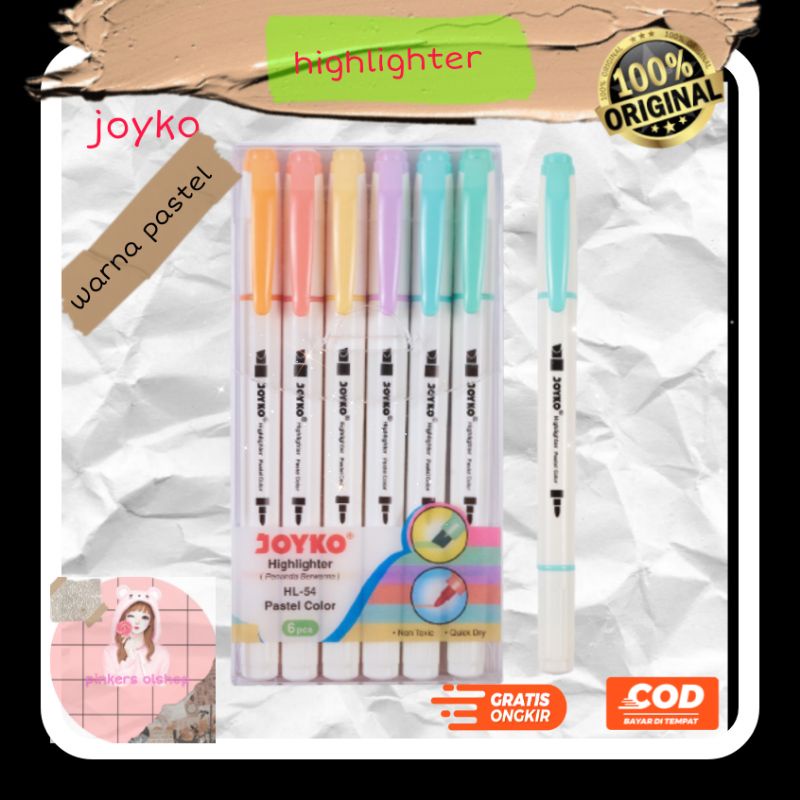 Jual highlighter Color Pastel Penanda Stabilo 2 varian Joyko satuan ...