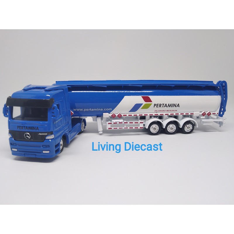 Jual Diecast Truk Tangki bahan bakar pertamina blue (custome paint ...