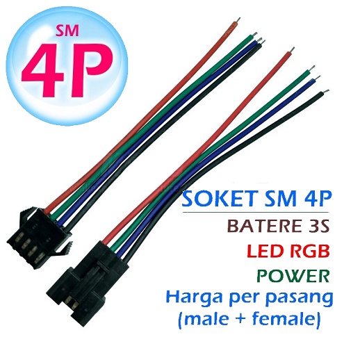 Jual Soket Terminal Kabel Jantan Betina 3S 4 Pin Connector Konektor 4P SM-2.54 Male - Female 4 ...