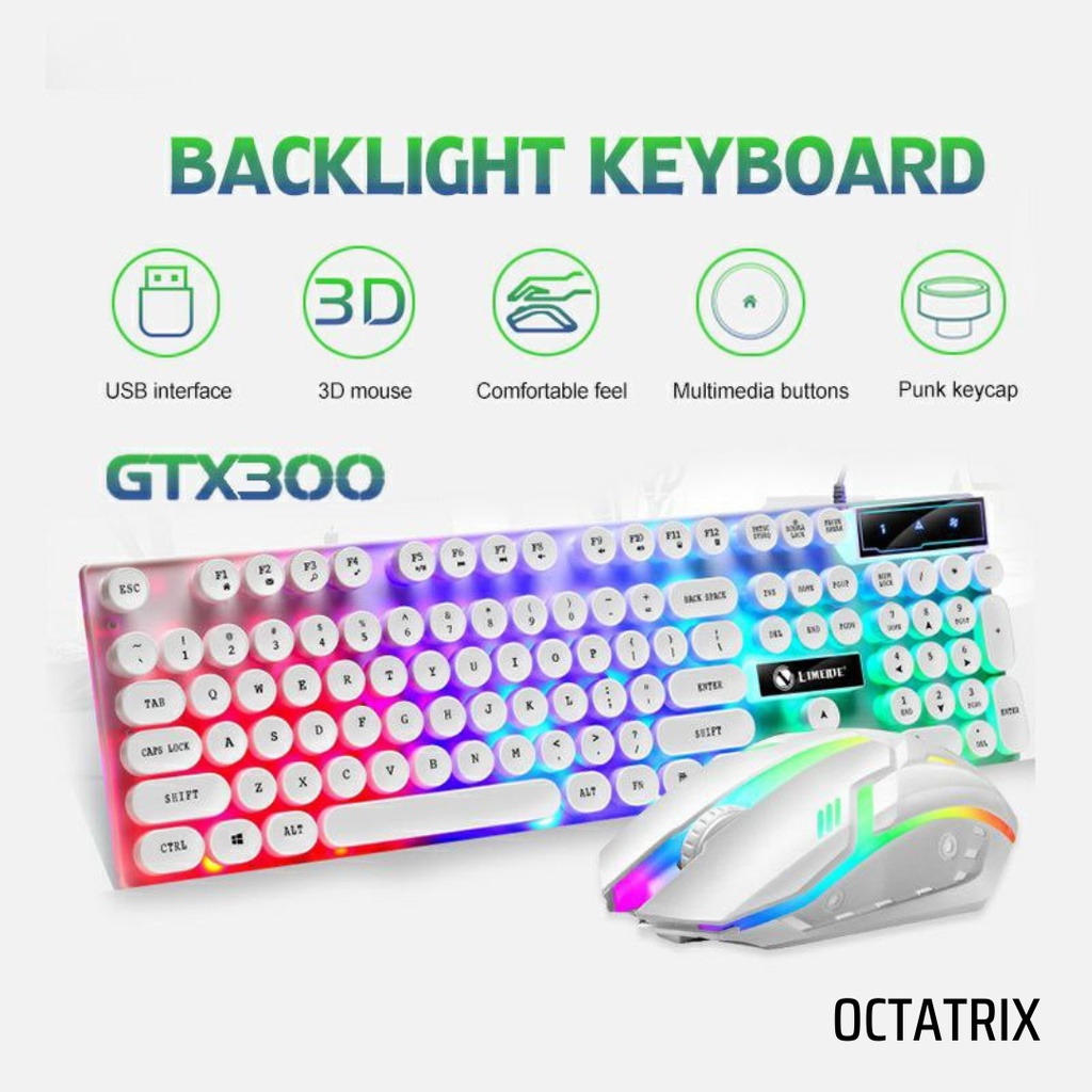 Jual (GAMING SET PACK) Keyboard Mechanical Bulat RGB Set With Gaming ...