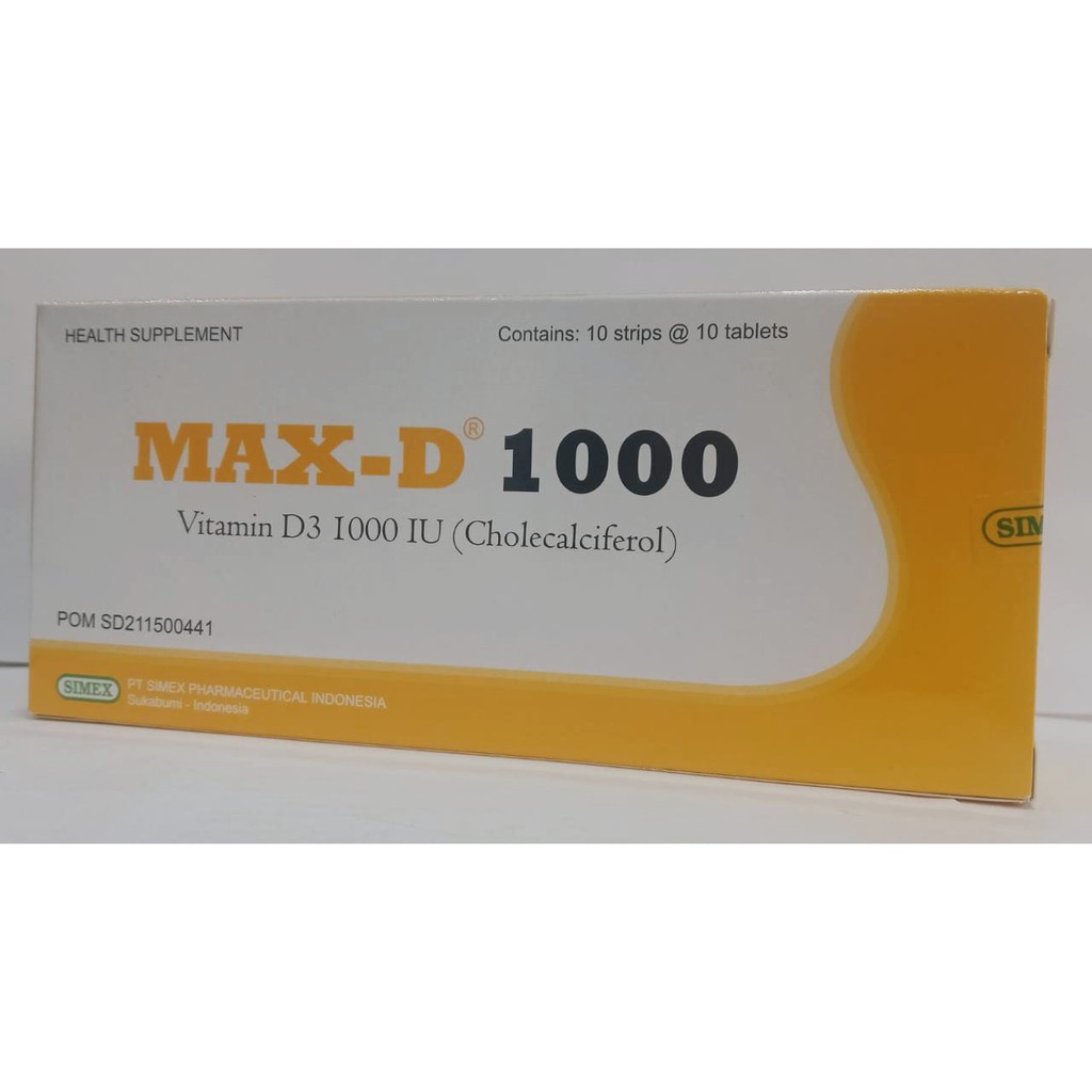 Jual MAX D 1000 BOX ISI 100 TAB - Vitamin D3 1000 IU | Shopee Indonesia