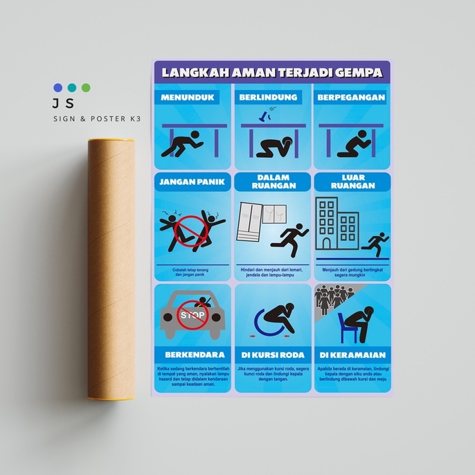 Jual POSTER SAFETY K3 - LANGKAH AMAN TERJADI GEMPA | Shopee Indonesia