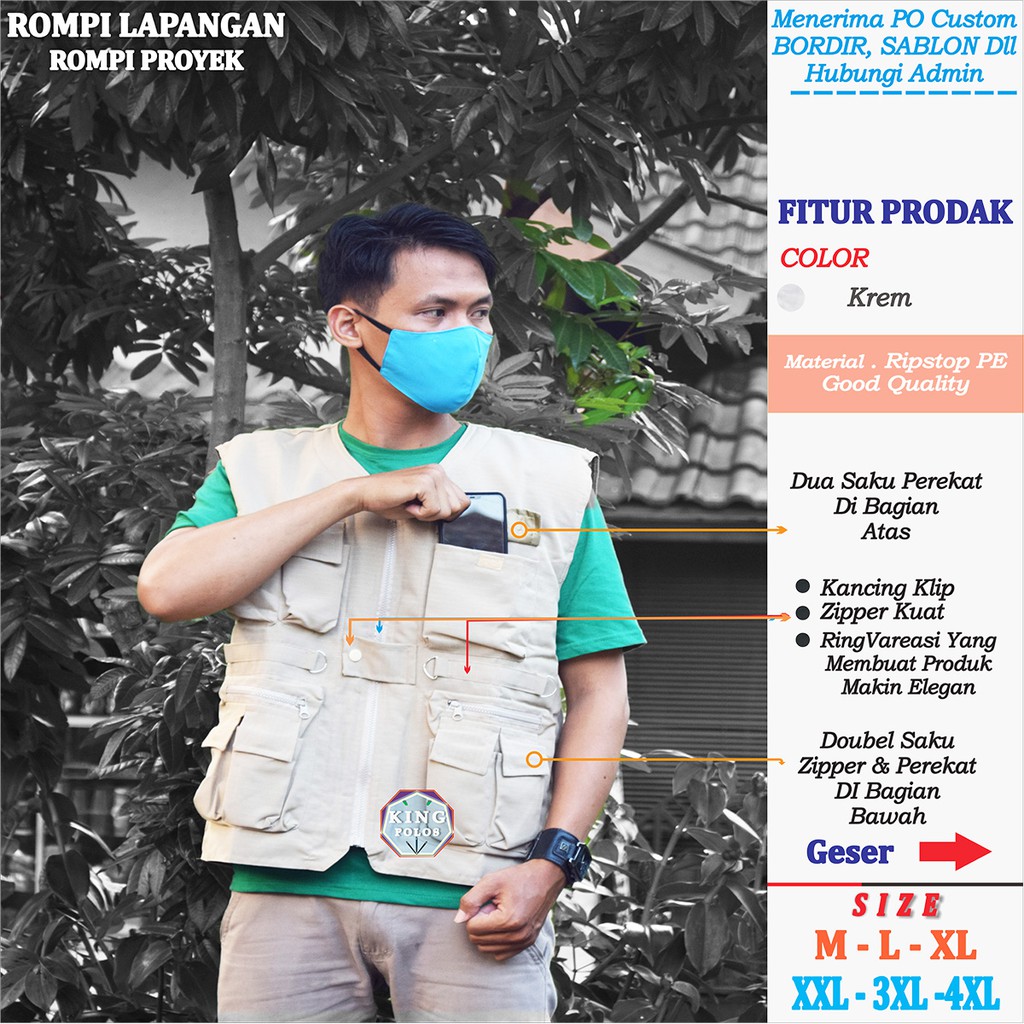 Jual ROMPI OUTDOOR HIKING | ROMPI PROYEK PRIA WANITA | VEST ROMPI ...