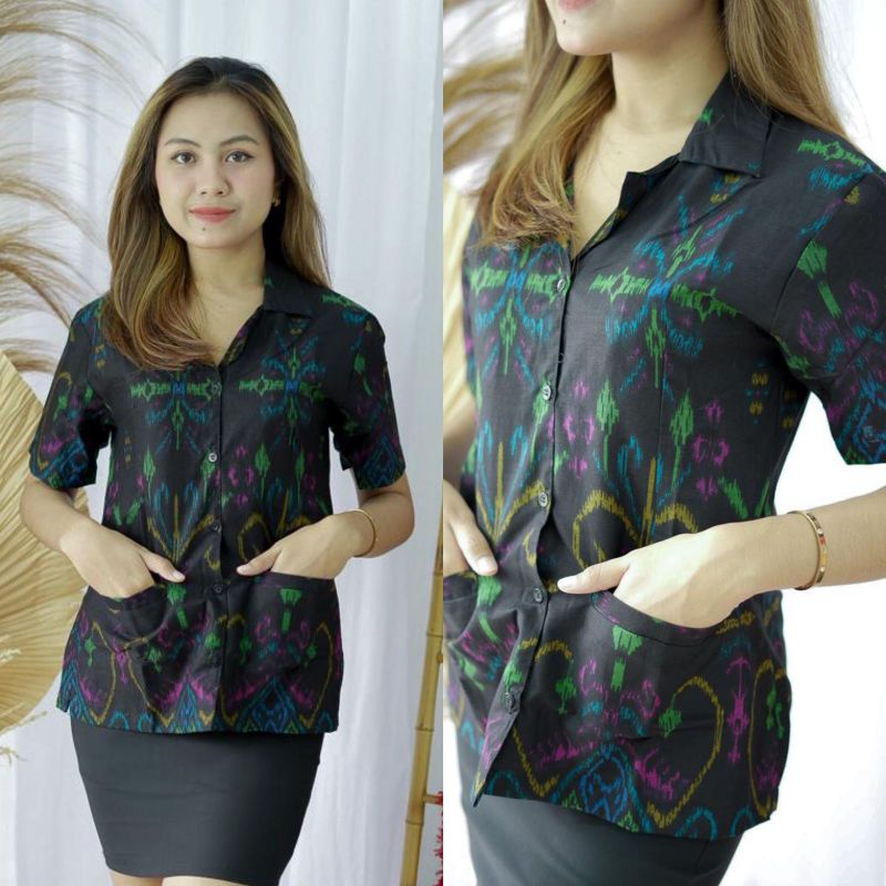 Jual Kemeja Endek Batik Kantor Wanita | Shopee Indonesia