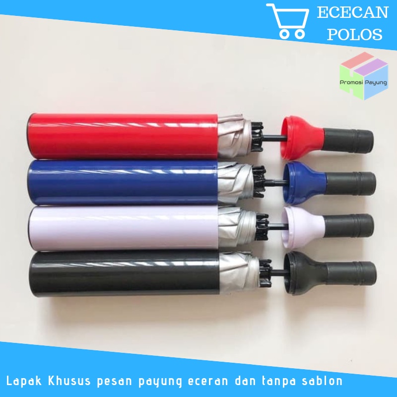 Jual Payung lipat botol polos lapis silver anti UV warna merah, biru ...