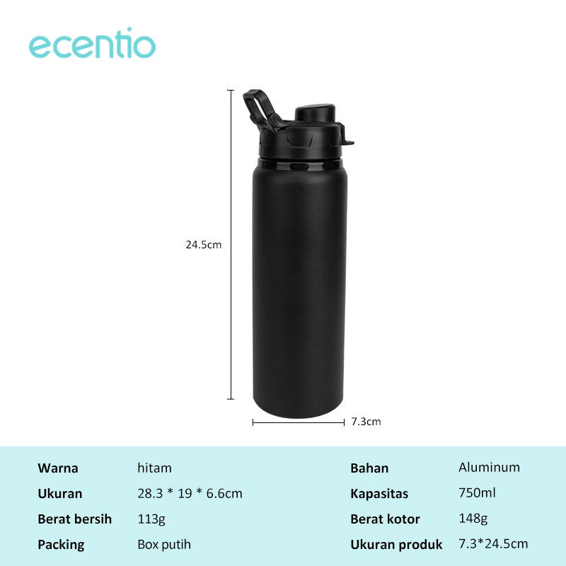 Jual NEW PRODUCT !!! 2.2 ecentio botol minum 1 liter stainless steel ...