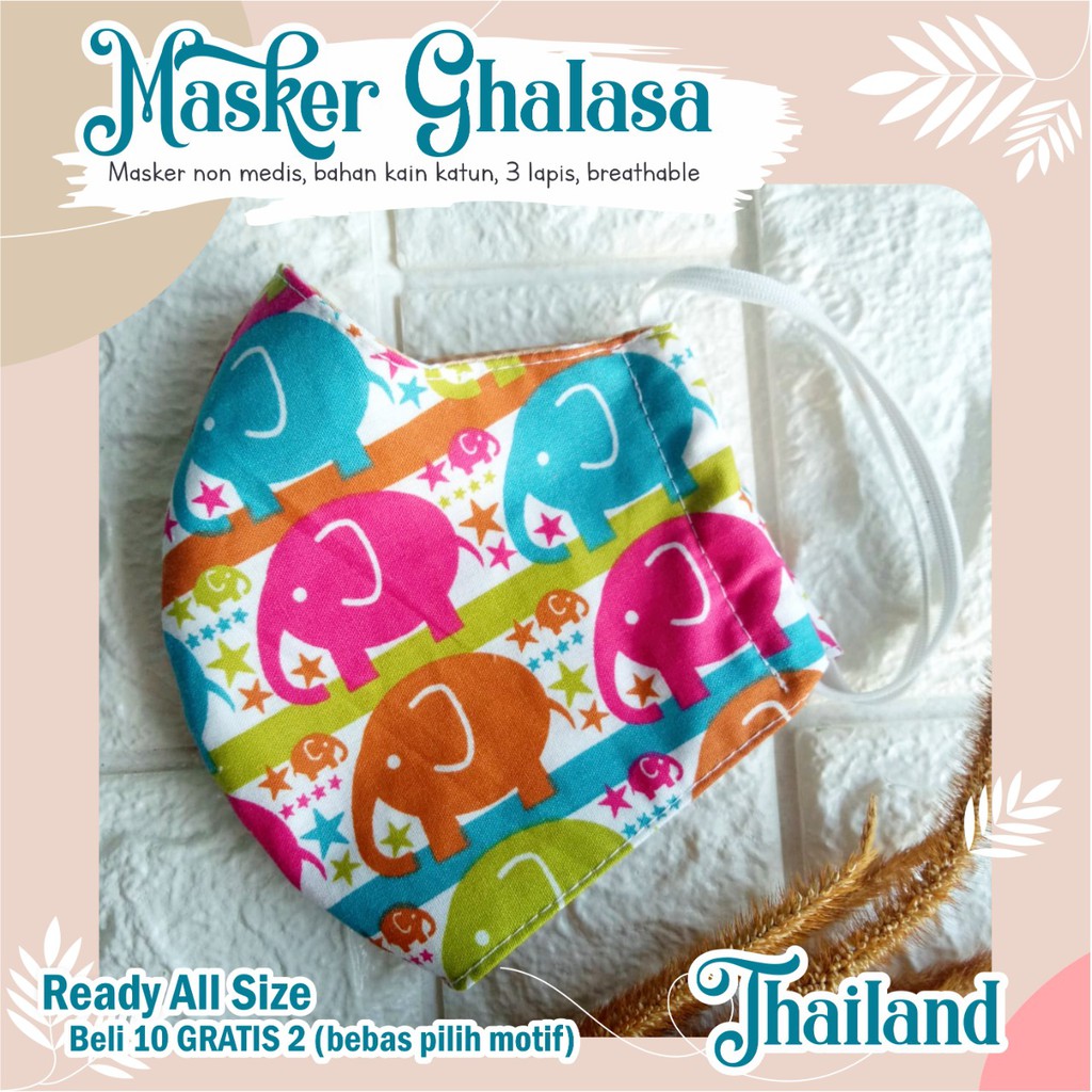 Jual masker kain non medis / masker 3 lapis / masker 3 ply / masker ...