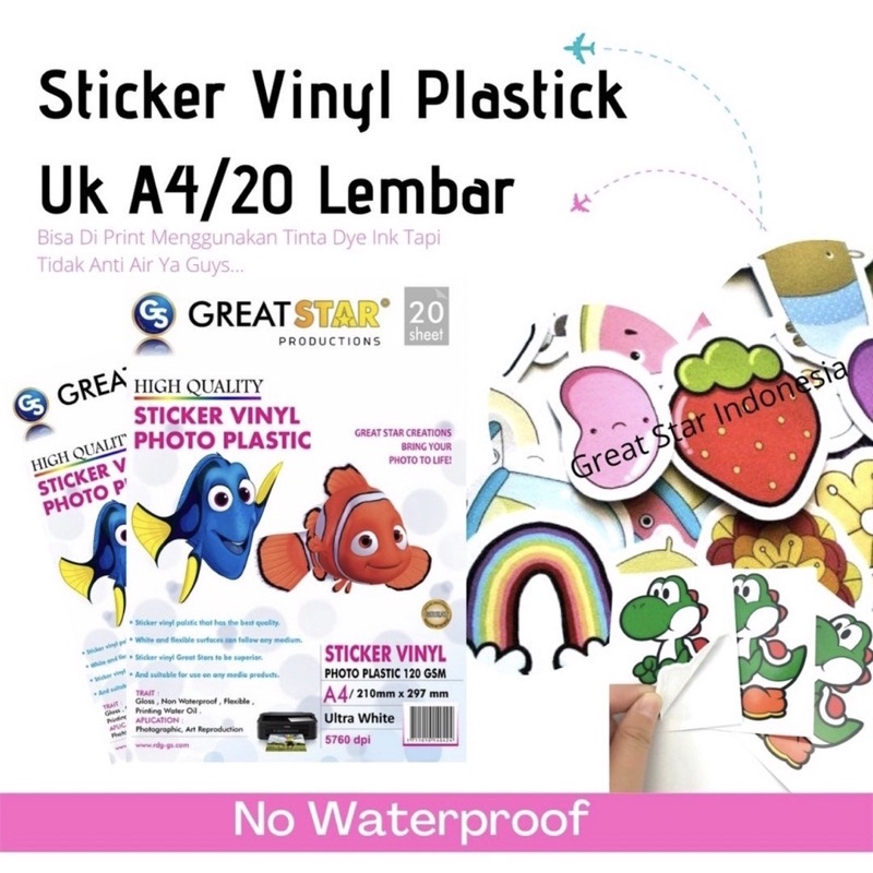 Jual STICKER VINYL PLASTICK A4/20 Lembar | Shopee Indonesia