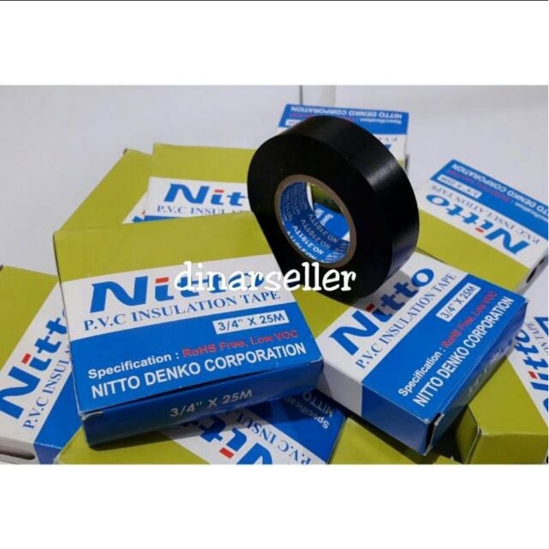 Jual NITTO ISOLASI LISTRIK / PVC INSULATION TAPE 3/4"x25 METER HITAM ...