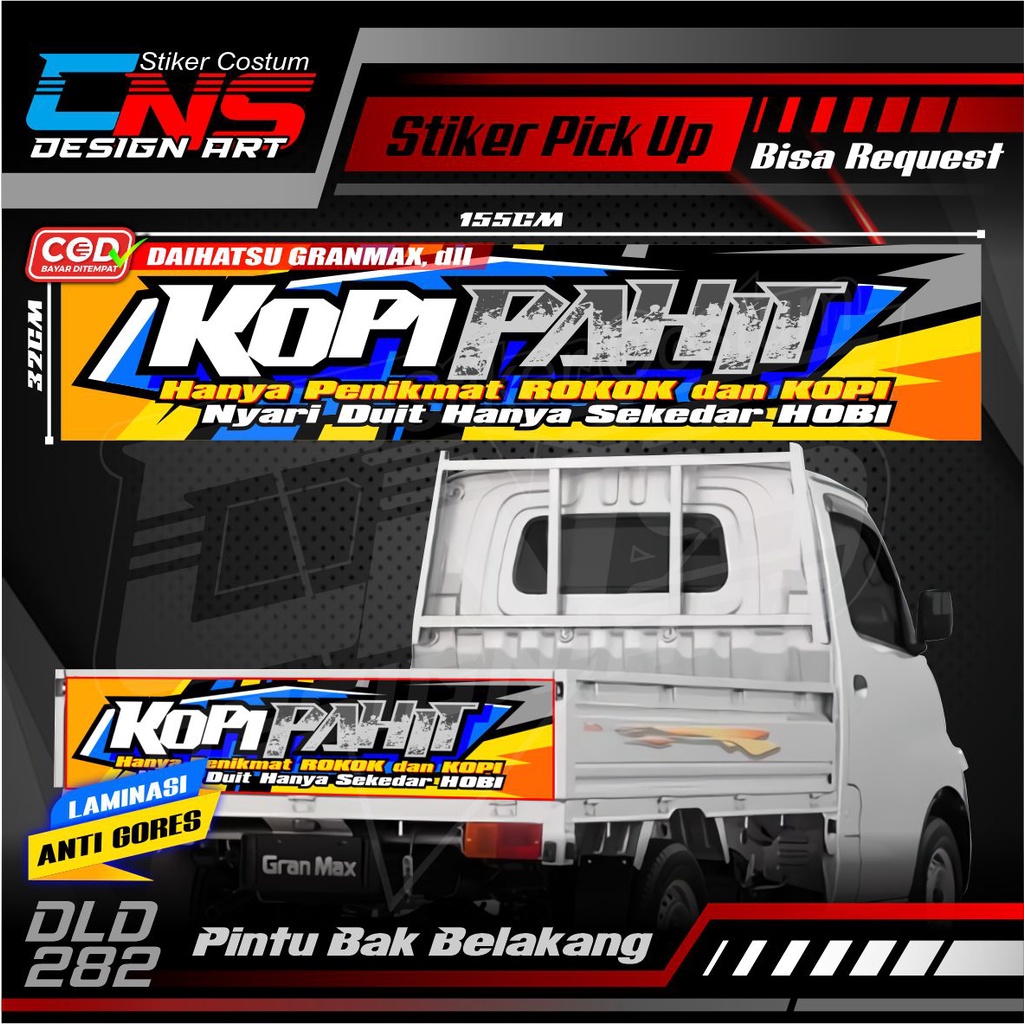 Jual Stiker Decal Pintu Bak Belakang Pick Up KOPI PAHIT Custom Bisa ...