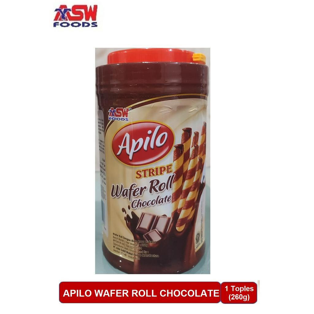 Jual ASW APILO WAFER ROLL CHOCOLATE 260g (1 TOPLES) / APILO WAFER STICK CHOCOLATE ASW | Shopee ...